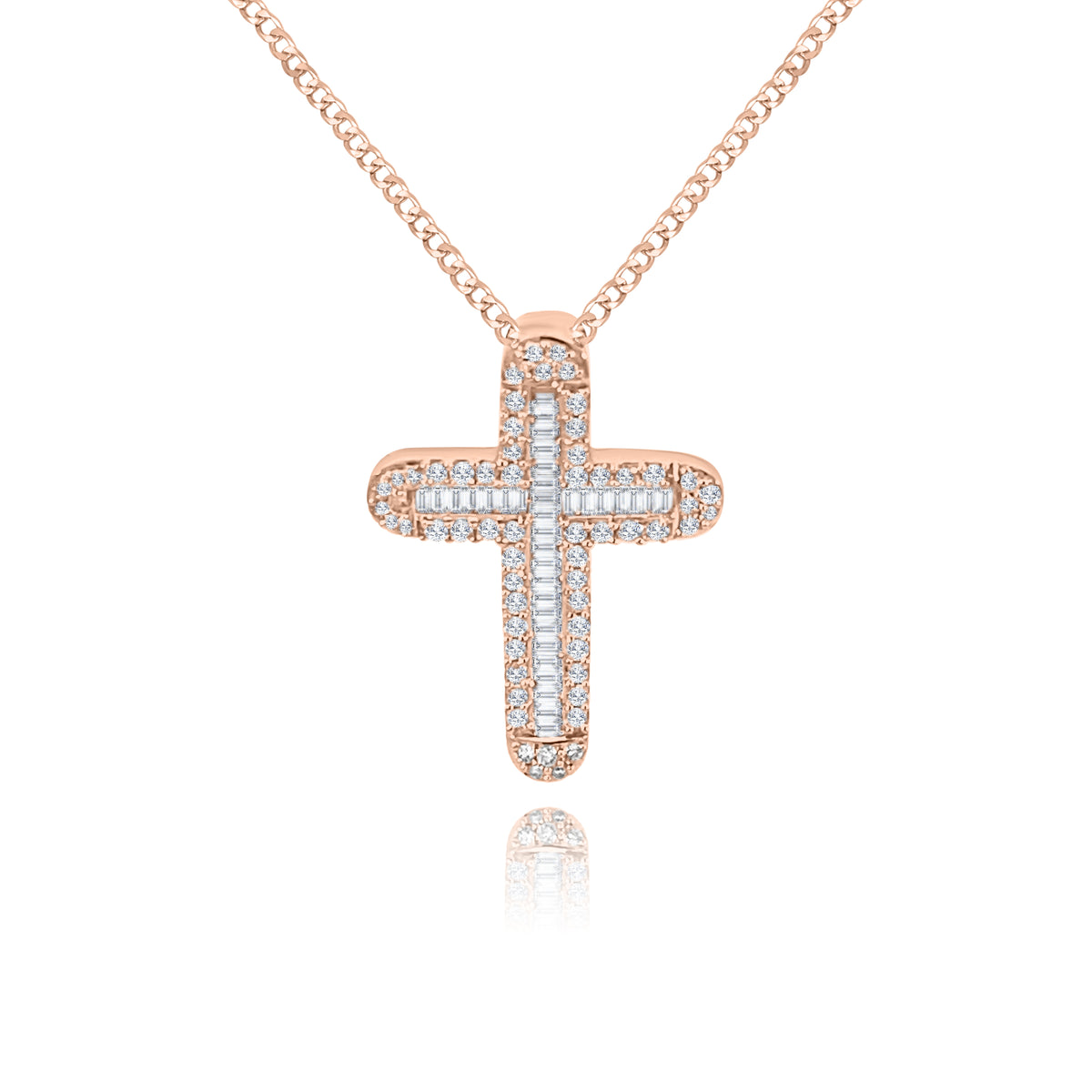 Baguette Diamonds & Brilliant cut Diamonds "Barbara" Cross Pendent ...