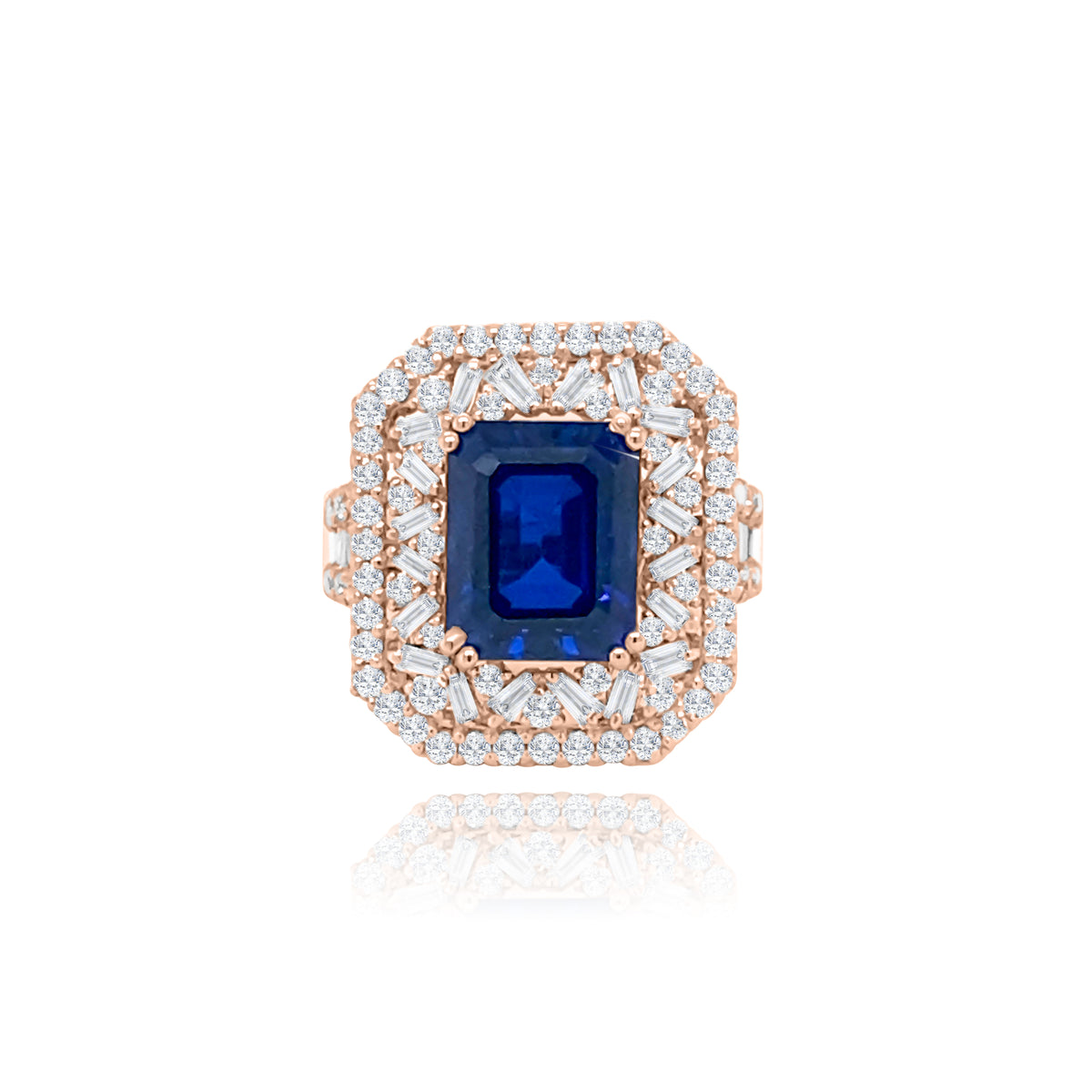 Emerald Cut Sapphire & Diamonds "Anna" Ring – Diamond World Antwerp